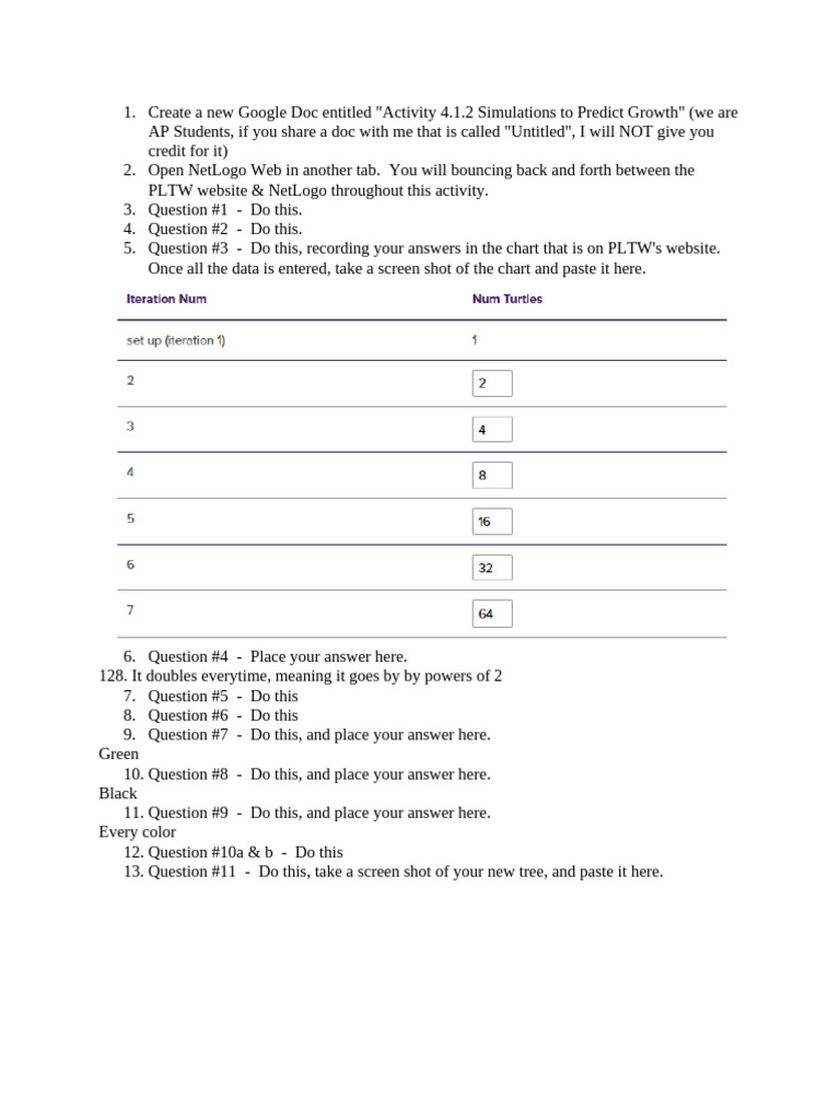 Activity 4-1-2 Simulations To Predict Growth Rates-2 | PDF