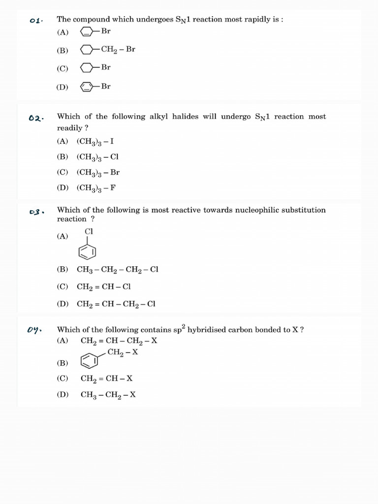 Haloalkane and Haloarenes MCQs | PDF