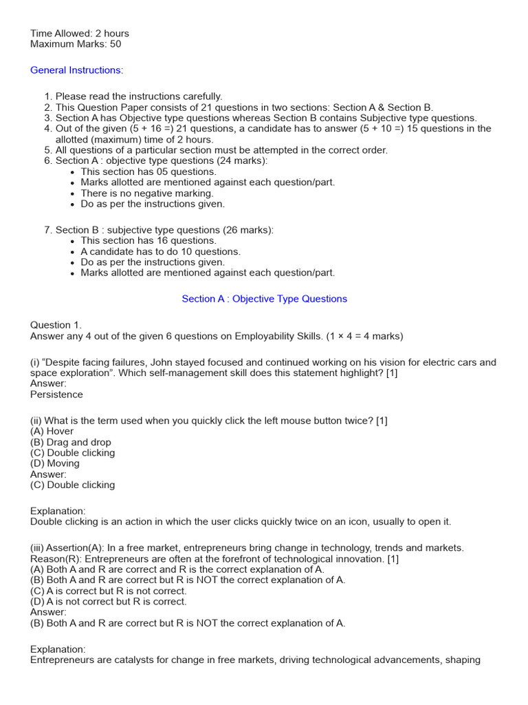 CBSE Sample Papers For Class 10 AI Set 4 With Solutions | PDF ...