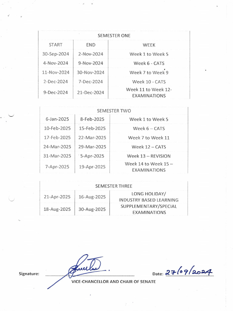 Revised Academic Calendar - 2024 2025 Academic Year | PDF