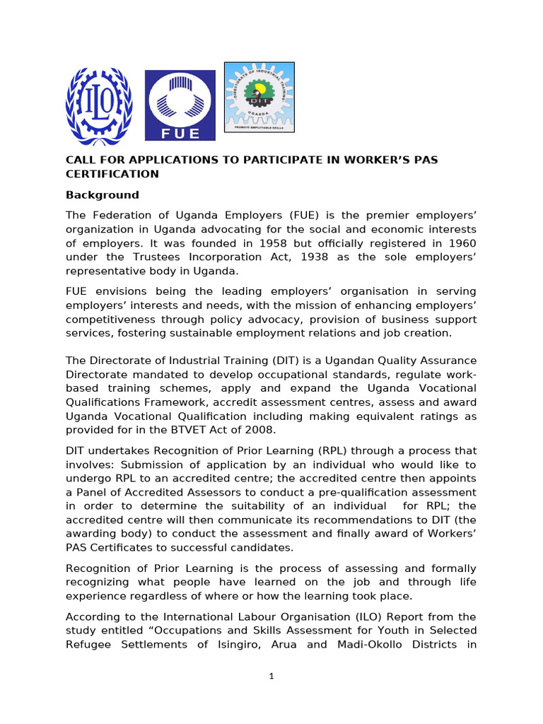 Apply for Workers' PAS Certification in Uganda | PDF