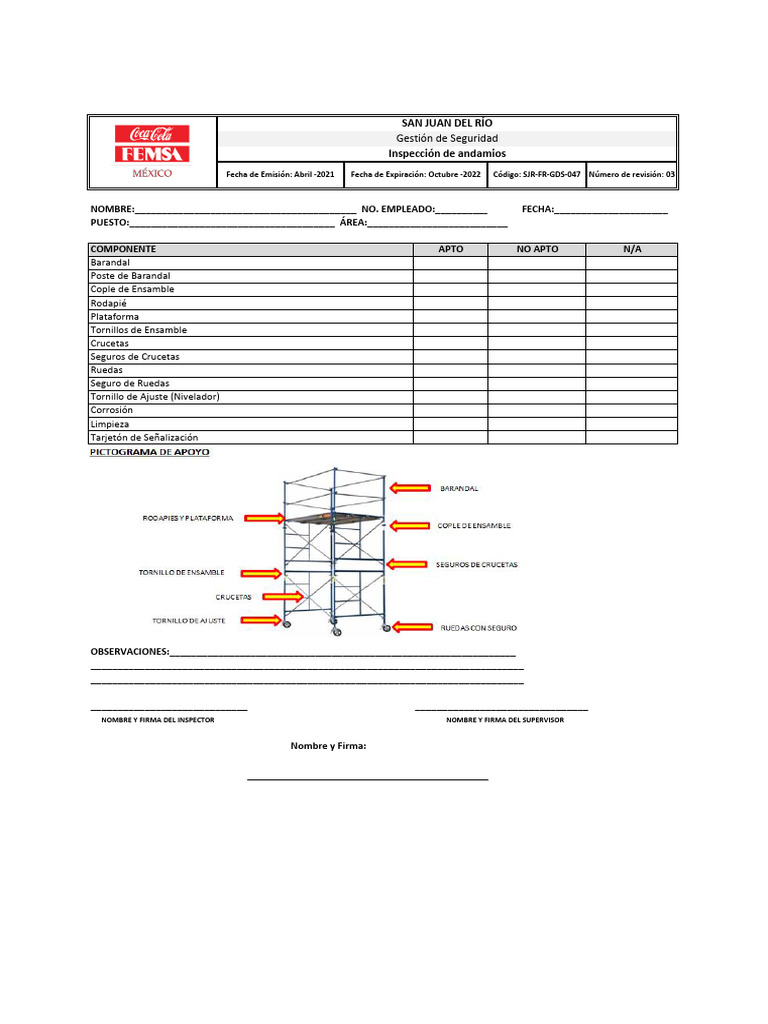Inspeccion de Andamios | PDF