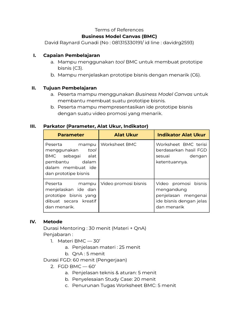 ToR Business Model Canvas (BMC) | PDF