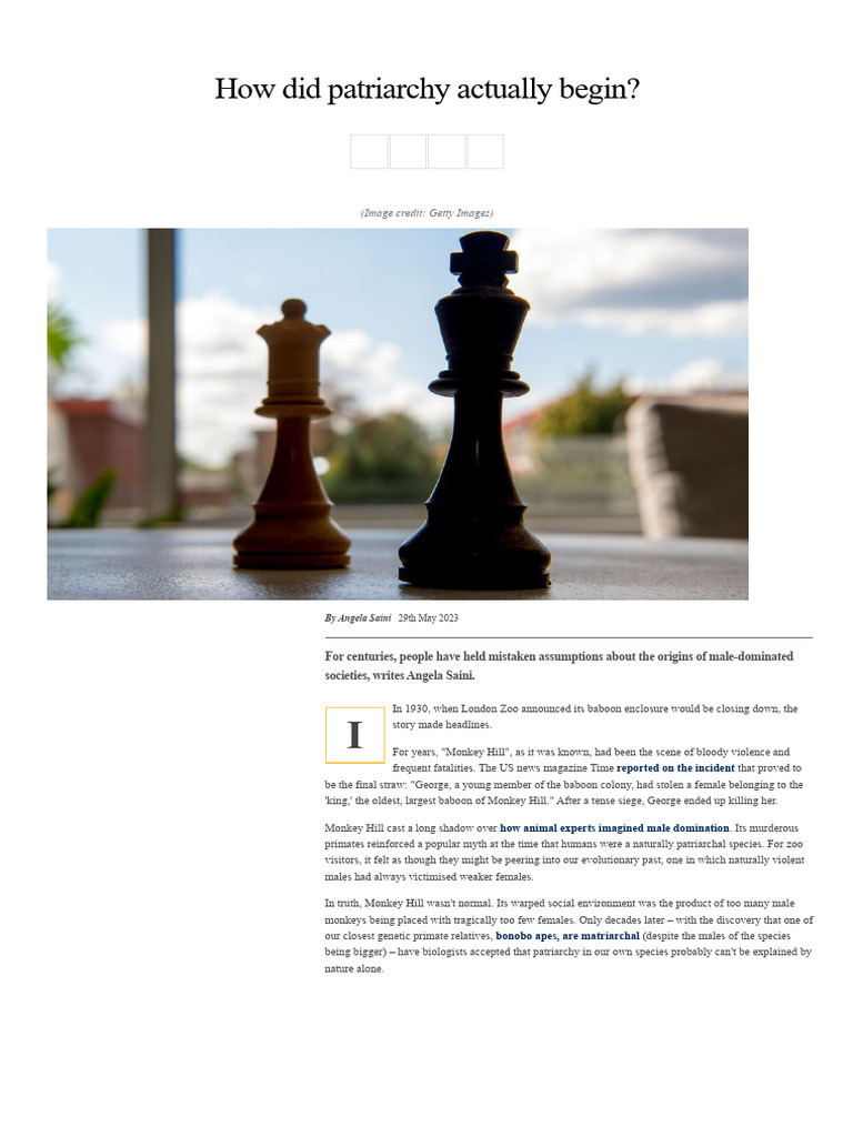 How Did Patriarchy Actually Begin - BBC Future | PDF | Patriarchy ...