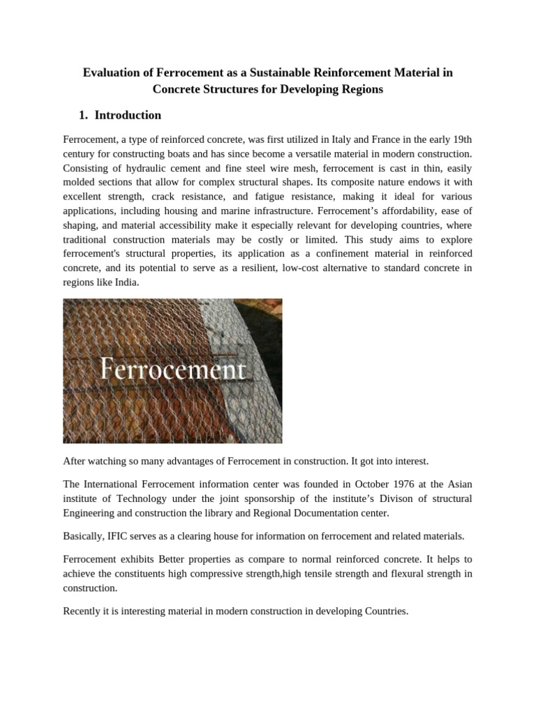 Ferrocement: A Sustainable Solution | PDF | Concrete | Beam (Structure)