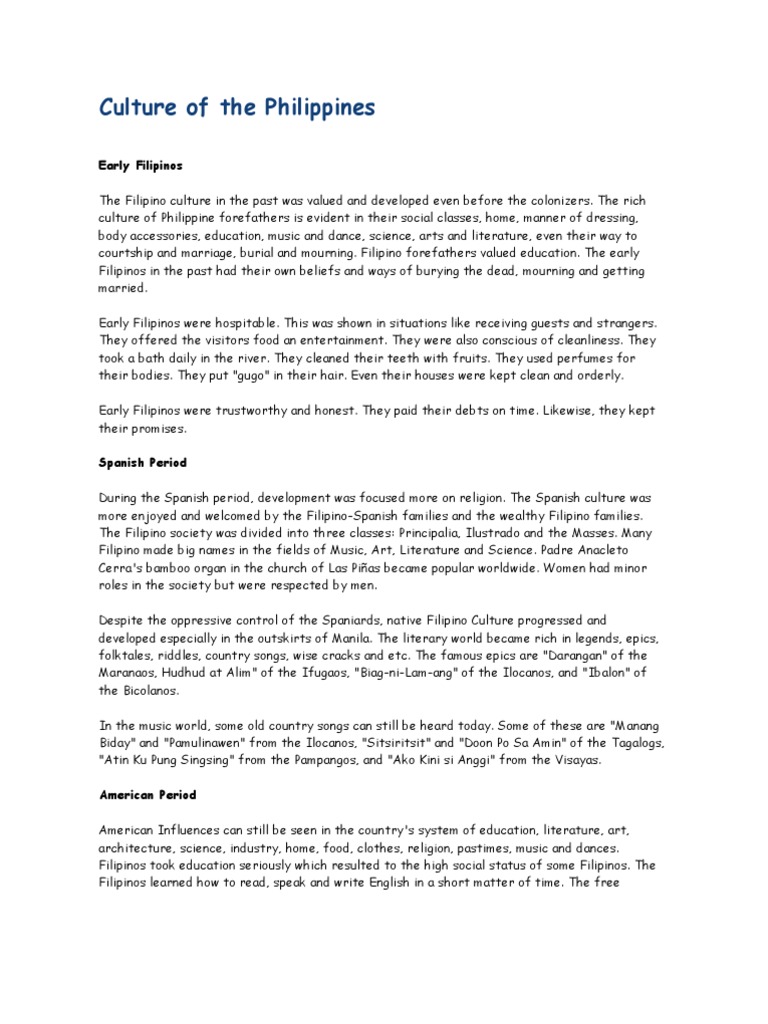 Culture of The Philippines | PDF | Philippines | The United States