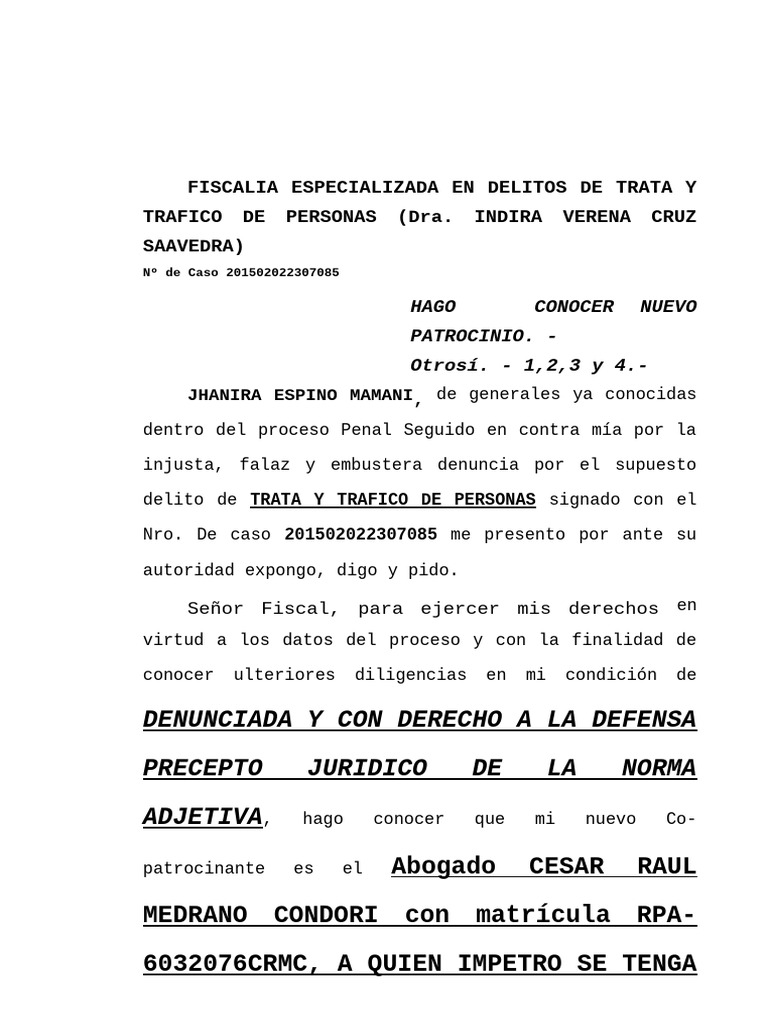 Apersonamiento JHANIRA ESPINO MAMANI | PDF | Ley común | Ley Pública