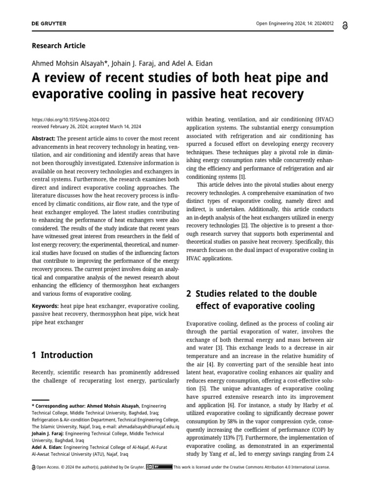 10.1515 - Eng 2024 0012 | PDF | Heat Exchanger | Heat