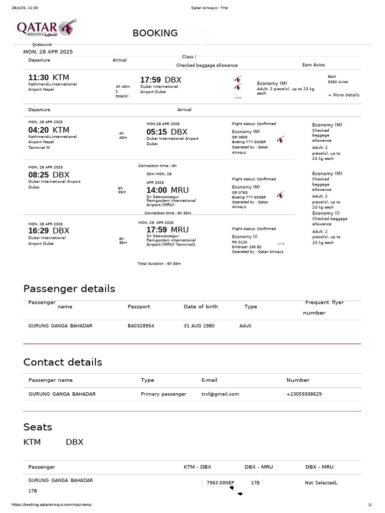 Gurung Ganga Bahadar Ticket | PDF | Transport | Aviation