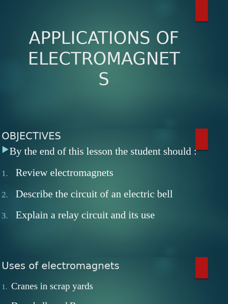 Lesson 11 - Applications of Electromagnets | PDF | Relay | Electrical Equipment