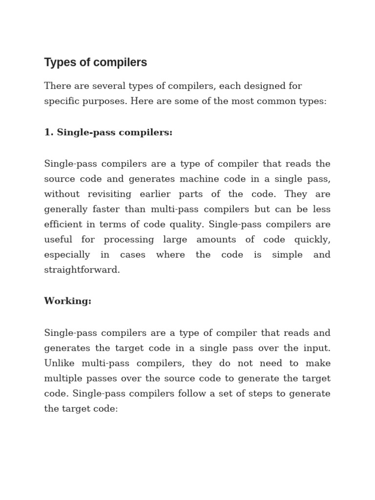 Types of Compilers Features | PDF | Compiler | Program Optimization