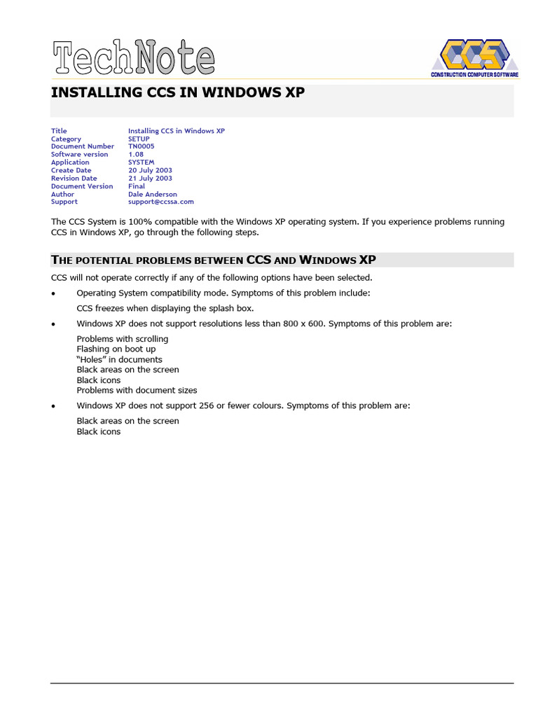 Install CCS on Windows XP Guide | PDF