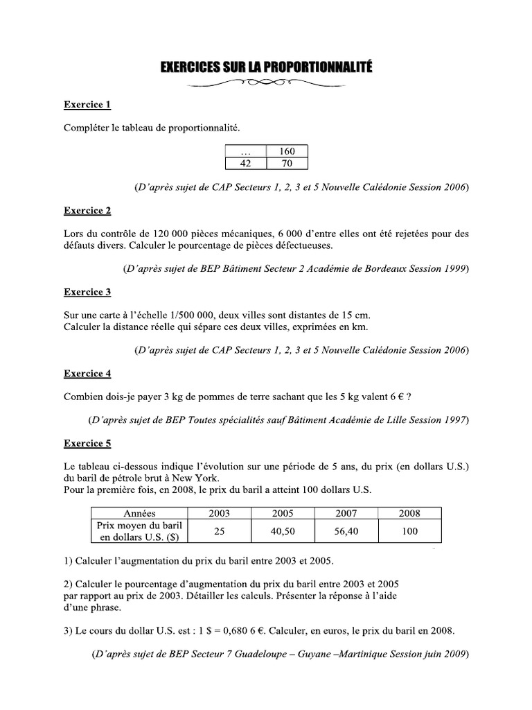 Exercices Proportionnalité | PDF