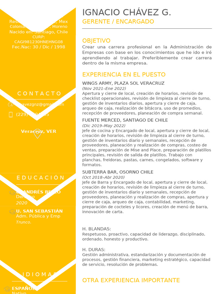 Ignacio Chavez CV | PDF