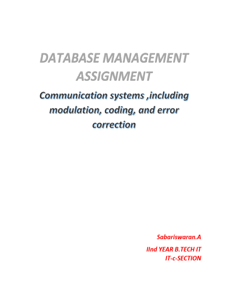 Database Management Assignment | PDF | Error Detection And Correction | Modulation