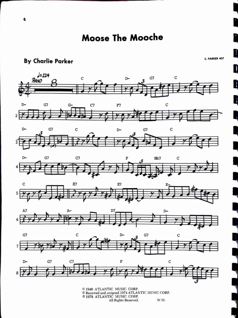 Moose The Mooche Lead Sheet | PDF