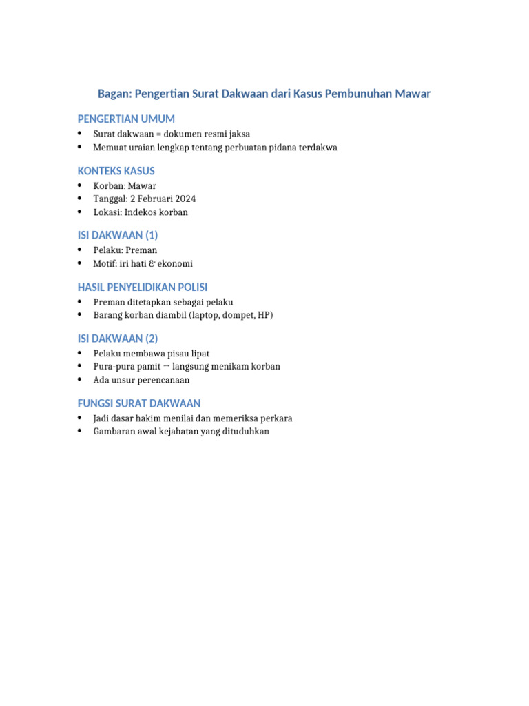 Bagan Surat Dakwaan Kasus Mawar | PDF