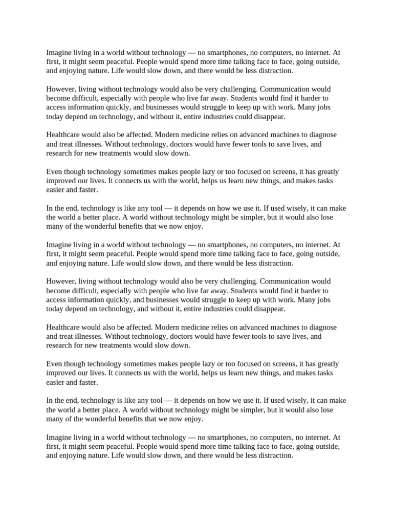 Imagine Living in A World Without Technology | PDF | Health Care | Smartphone