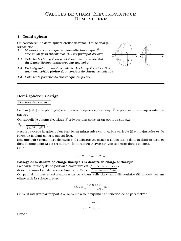 Champ électrostatique d'une demi-sphère | PDF | Géométrie