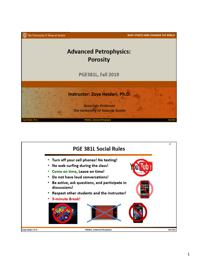 Fall2019 - PGE381L - Advanced Petrophysics - 03 - Porosity - Print | PDF | Nuclear Magnetic ...