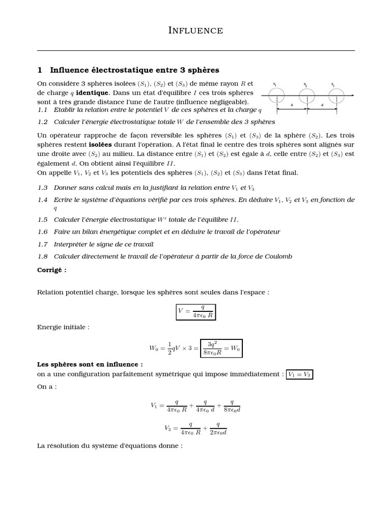 Influence électrostatique de sphères isolées | PDF | Électrostatique ...