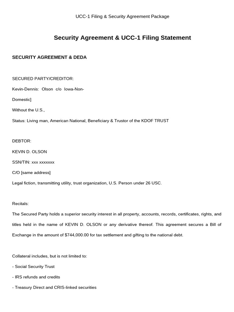 Security Agreement UCC1 Package | PDF