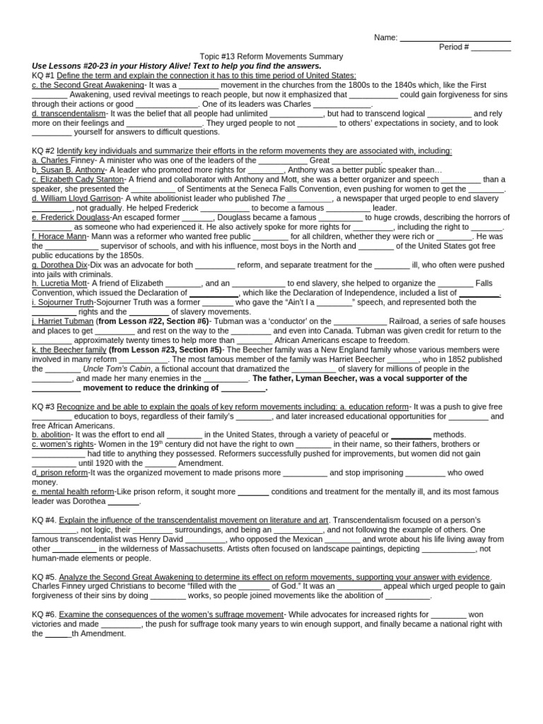 Reform Movements in 19th Century America | PDF