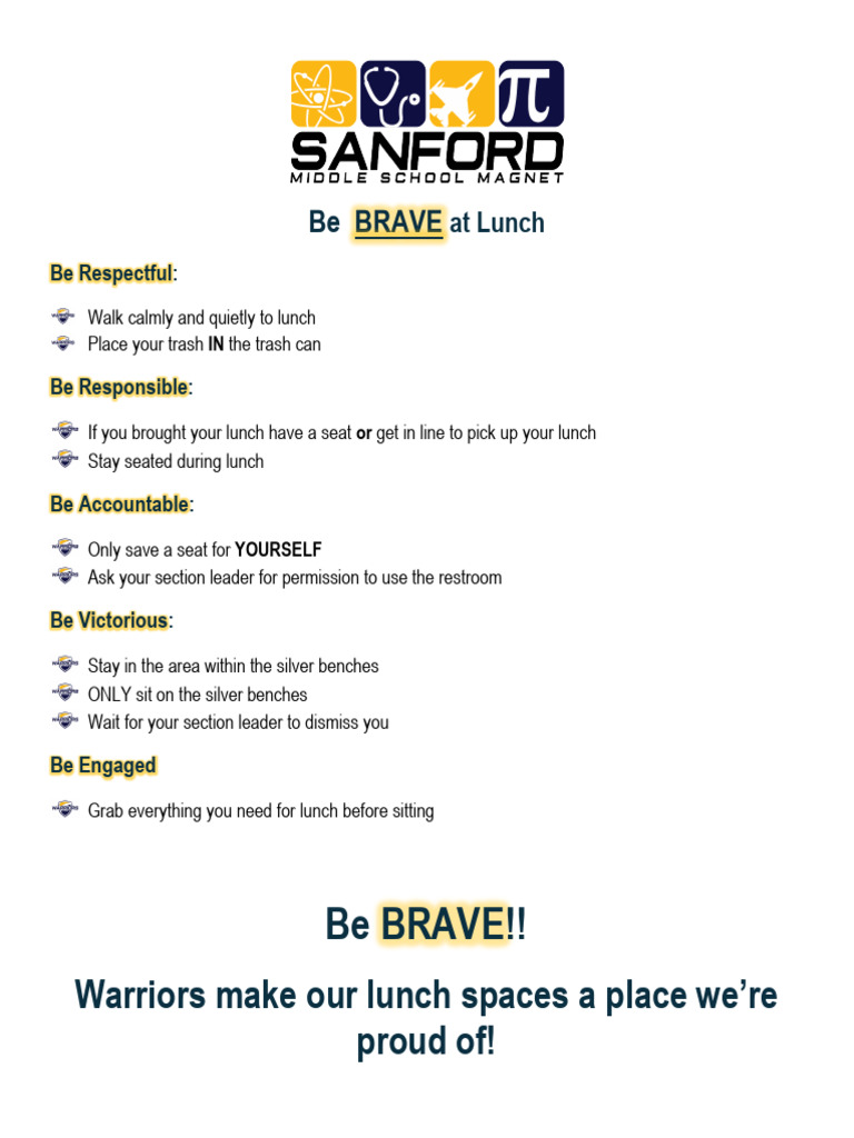 Lunch Procedures Poster-2025 Kickoff | PDF