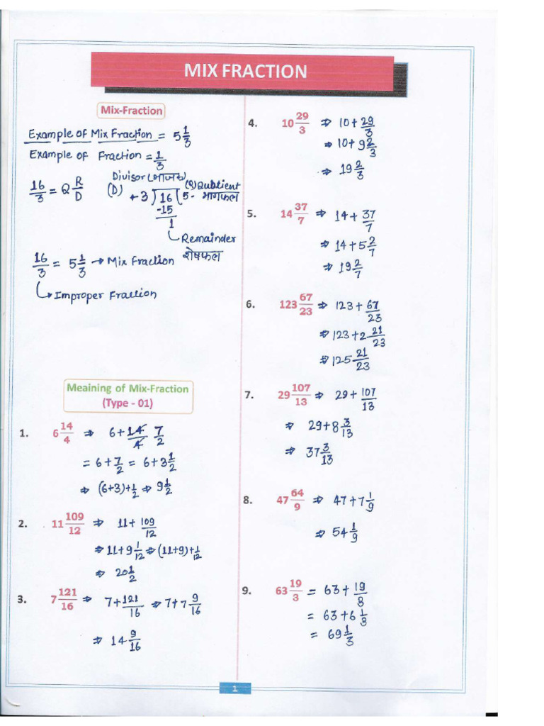 Mix Fraction Notes 16-04 - 520335 - Crwill | PDF