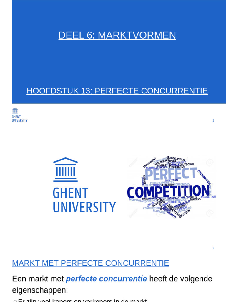 Hoofdstuk 13_perfecte concurrentie | PDF