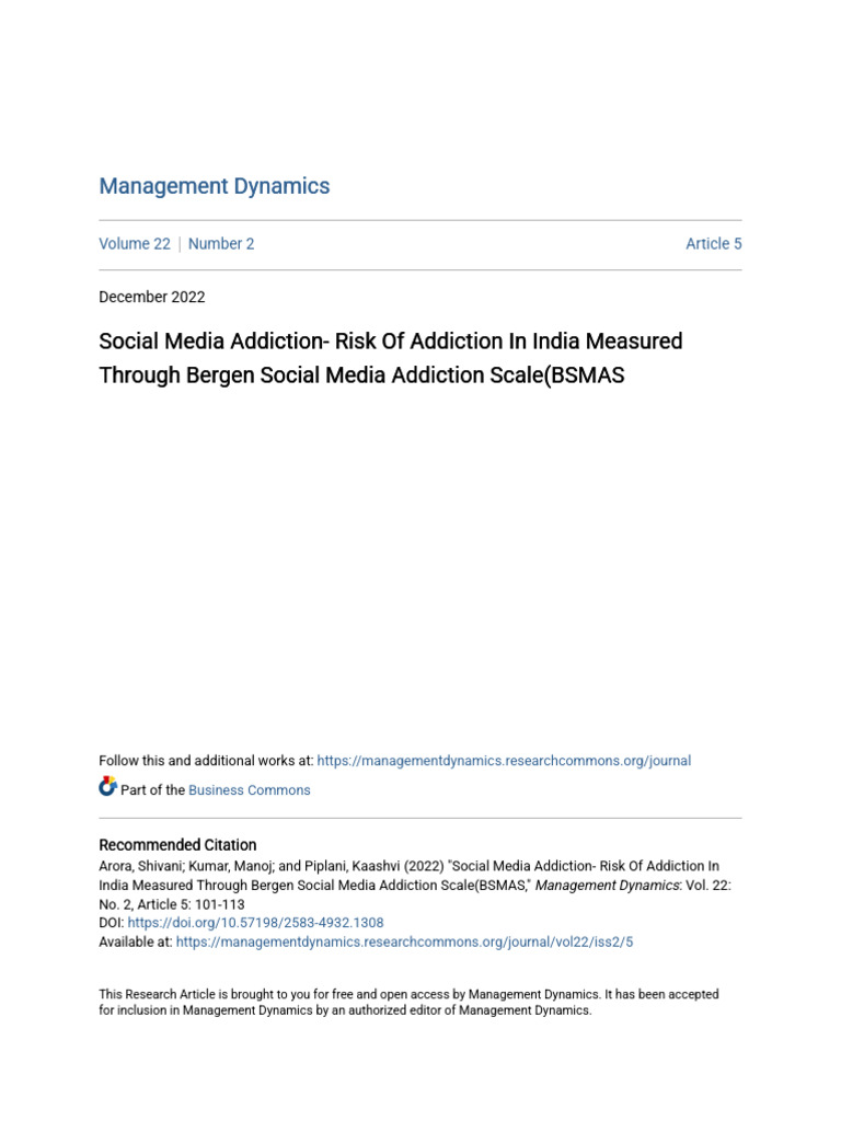 Social Media Addiction Risk in India | PDF | Factor Analysis | Social Media