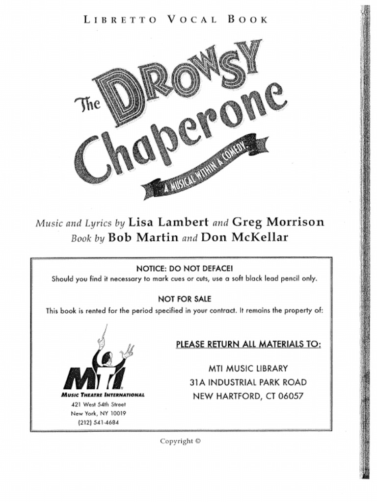 The Drowsy Chaperone (Script) | PDF