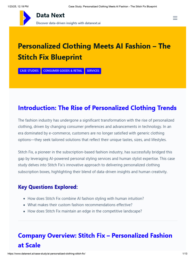 Stitch Fix: AI-Driven Personalization Case Study | PDF | Artificial ...