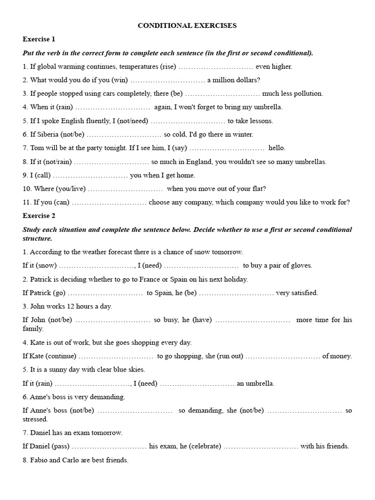 Conditional Exercises 2025 | PDF | Climate | Earth Sciences