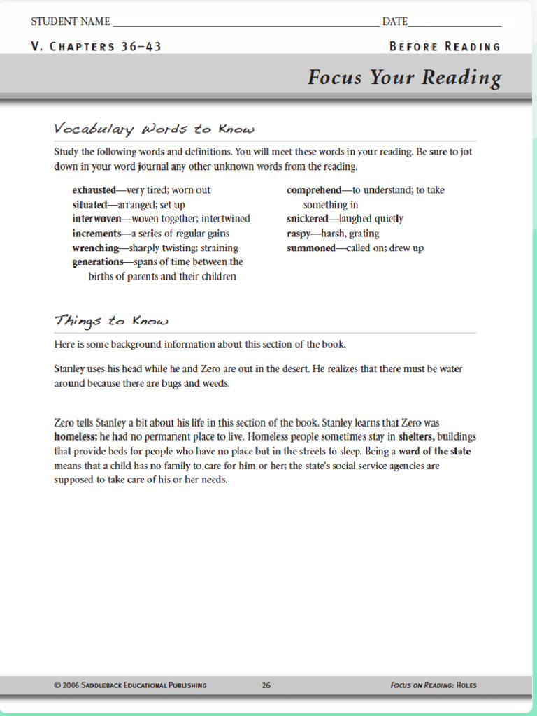 Holes chapters 36-43 | PDF