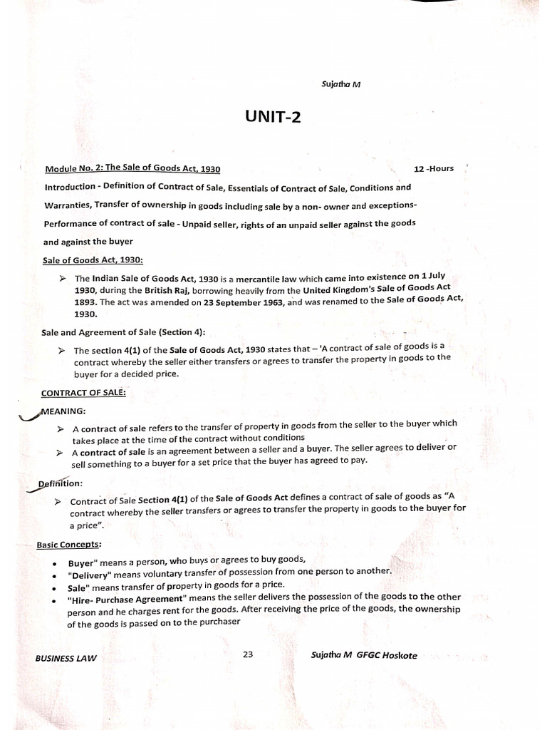 Business Law - UNIT 2 - TSOGA, 1930 | PDF