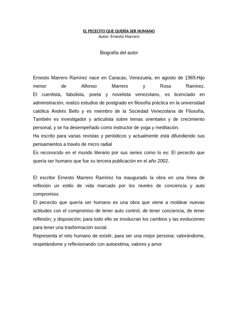 El Pececito Que Quería Ser Humano | PDF | Amor