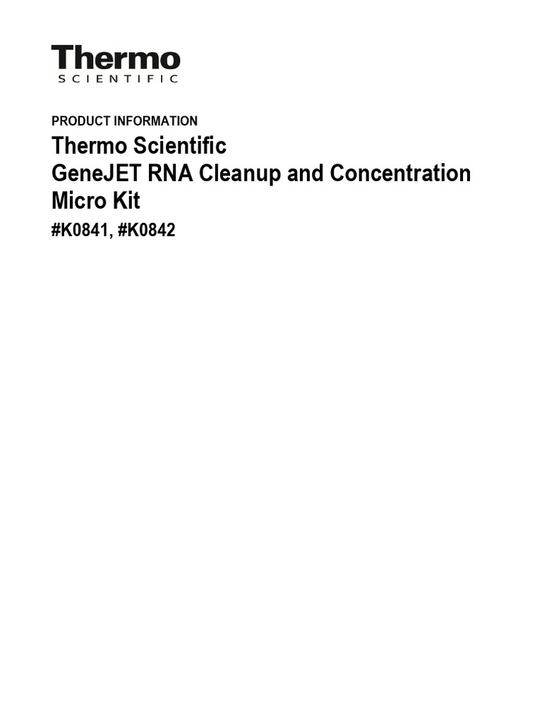 GeneJET RNA Cleanup Micro Kit Guide | PDF | Protein Purification ...