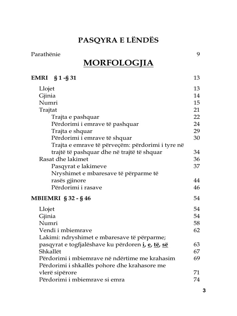 PASQYRA E LËNDËS - Gramatika praktike e gjuhes shqipe | PDF