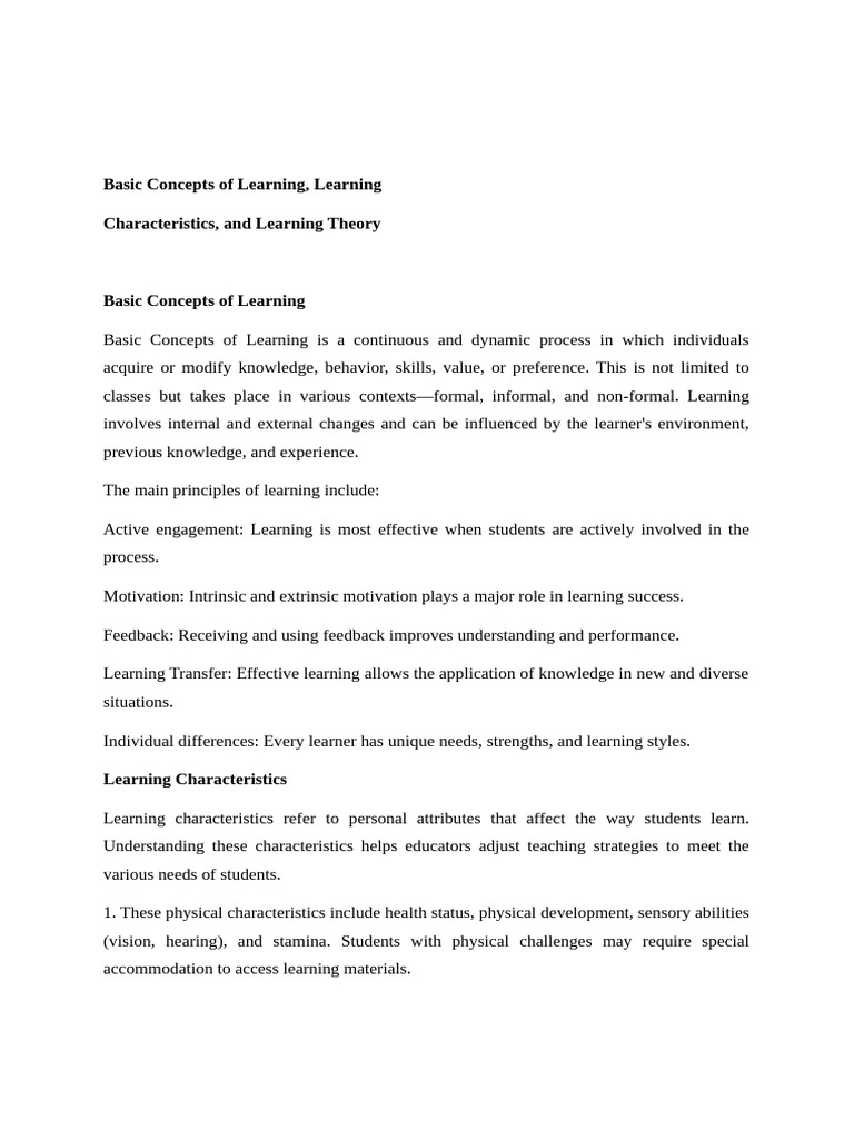 22. Basic Concepts of Learning | PDF | Learning | Motivation