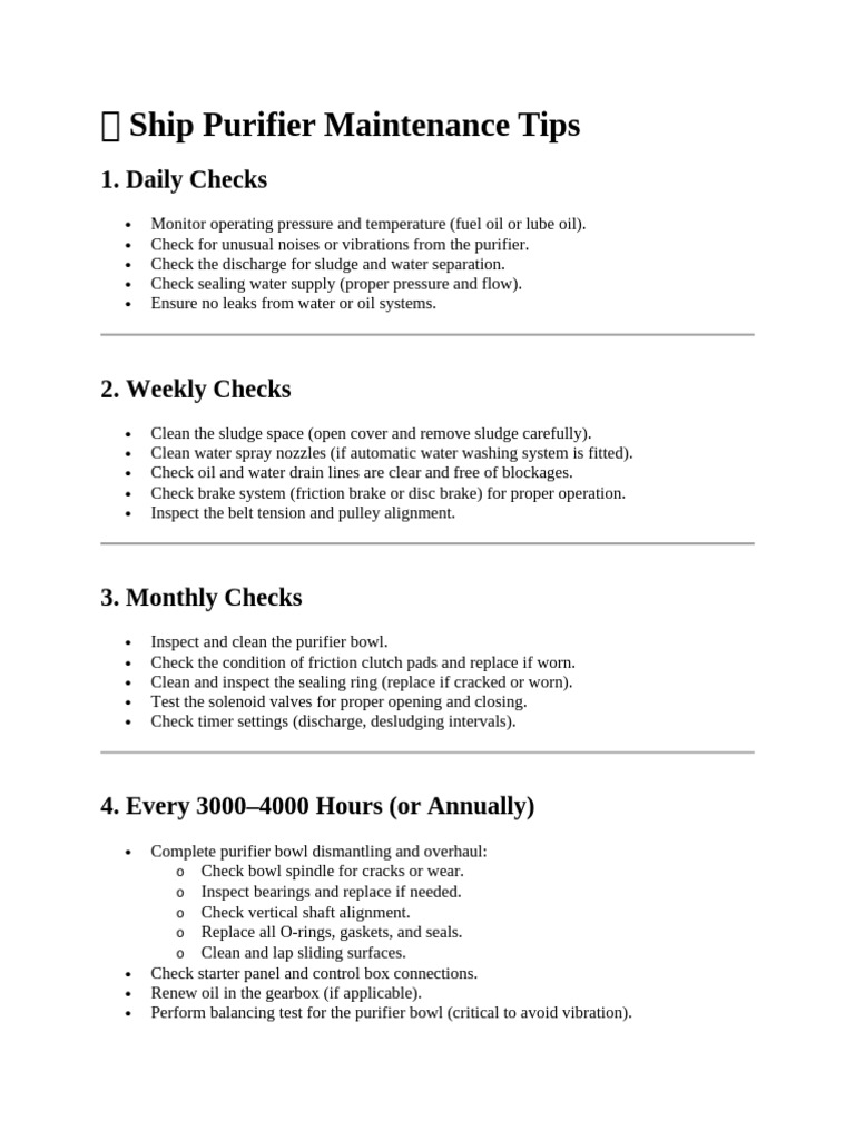 Ship Purifier Maintenance Tips | PDF | Leak | Lubricant