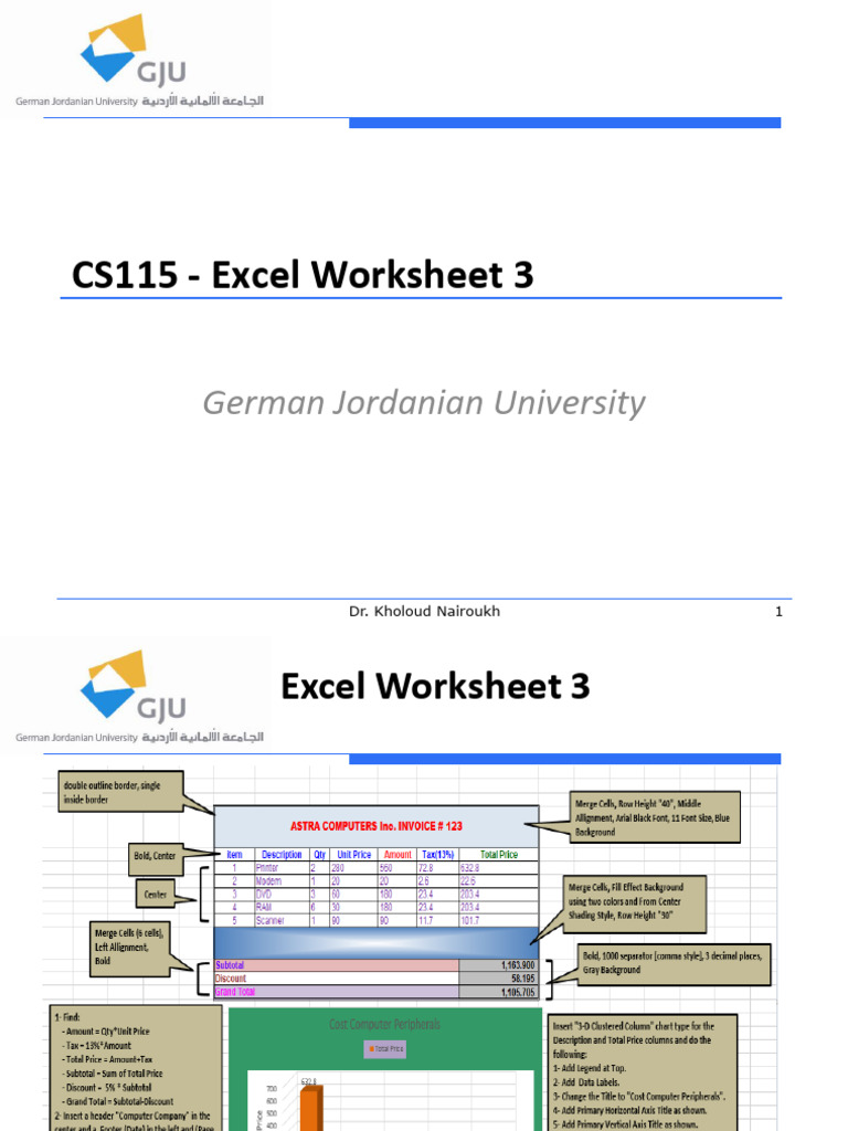 Excel Basics Worksheet 3 Solutions | PDF
