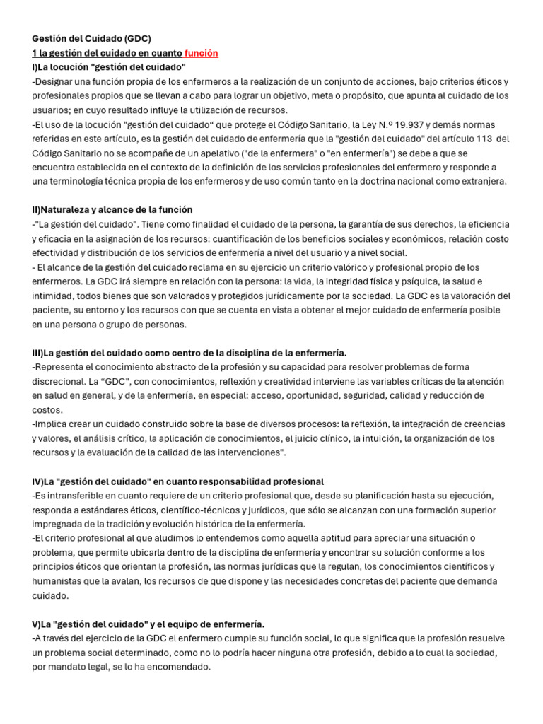 Gestión Del Cuidado (GDC) | PDF | Enfermería | Cuidado de la salud