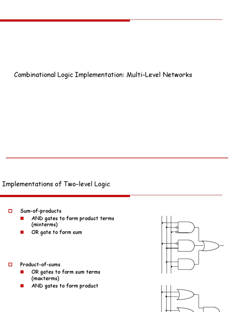 Combinational Logic Implementation: Multi-Level Networks | PDF | Electronic Circuits | Computer ...