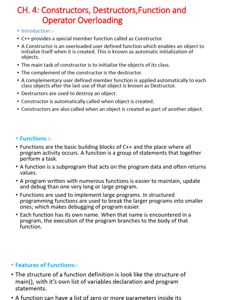 CH 4-Constructor & Destructor | PDF | Parameter (Computer Programming ...