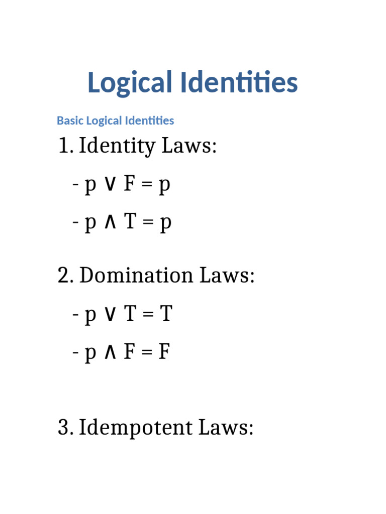 Key Logical Identities Explained | PDF