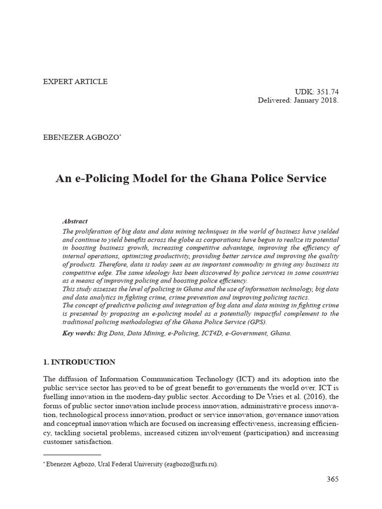 E-Policing Model For Ghana Police | PDF | Innovation | Big Data