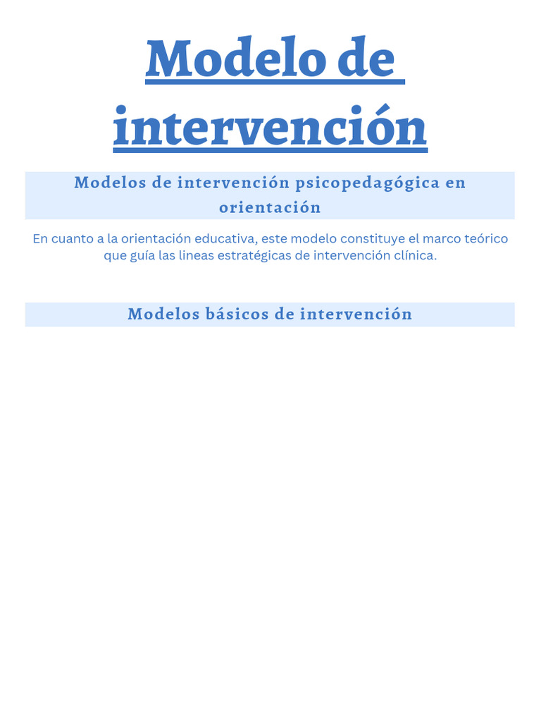 Modelos de Intervención en Orientación Educativa | PDF