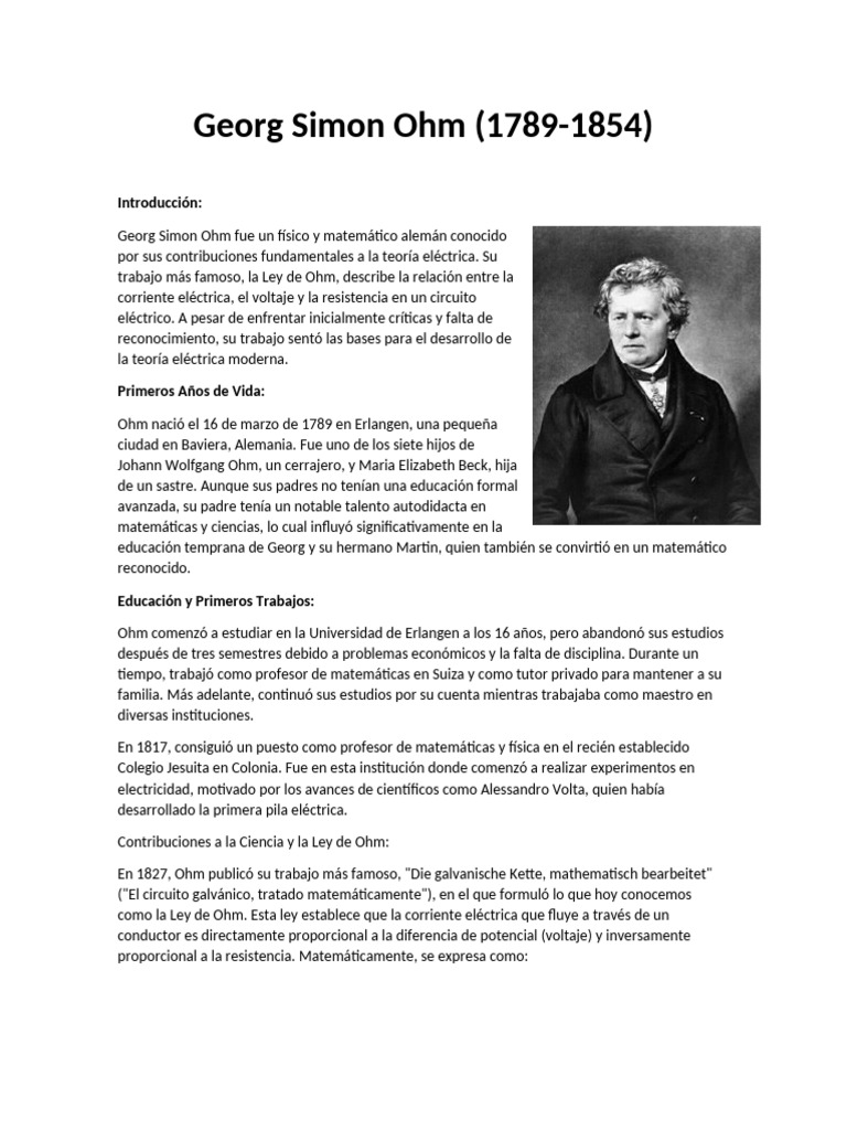Georg Simon Ohm: Pionero de la Electricidad | PDF | Science | Electricidad