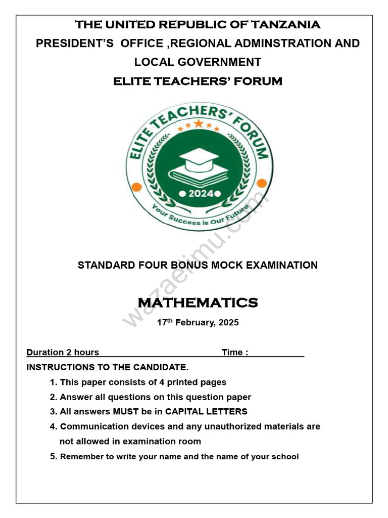 Mathematics Elite Forum Grade 4 | PDF